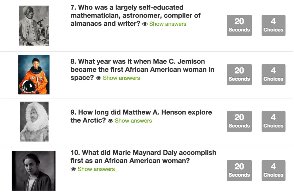 Black History Month - learning game of Kahoot!