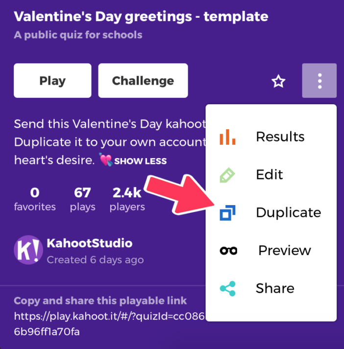 Valentine’s day quizzes and templates from Kahoot!