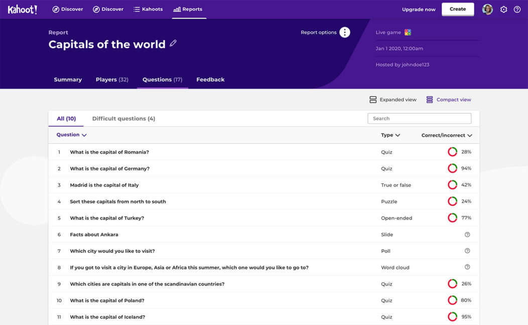 Kahoot! reports | How to assess kahoot results