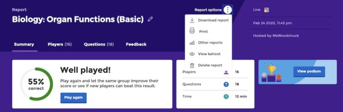Kahoot! reports | How to assess kahoot results
