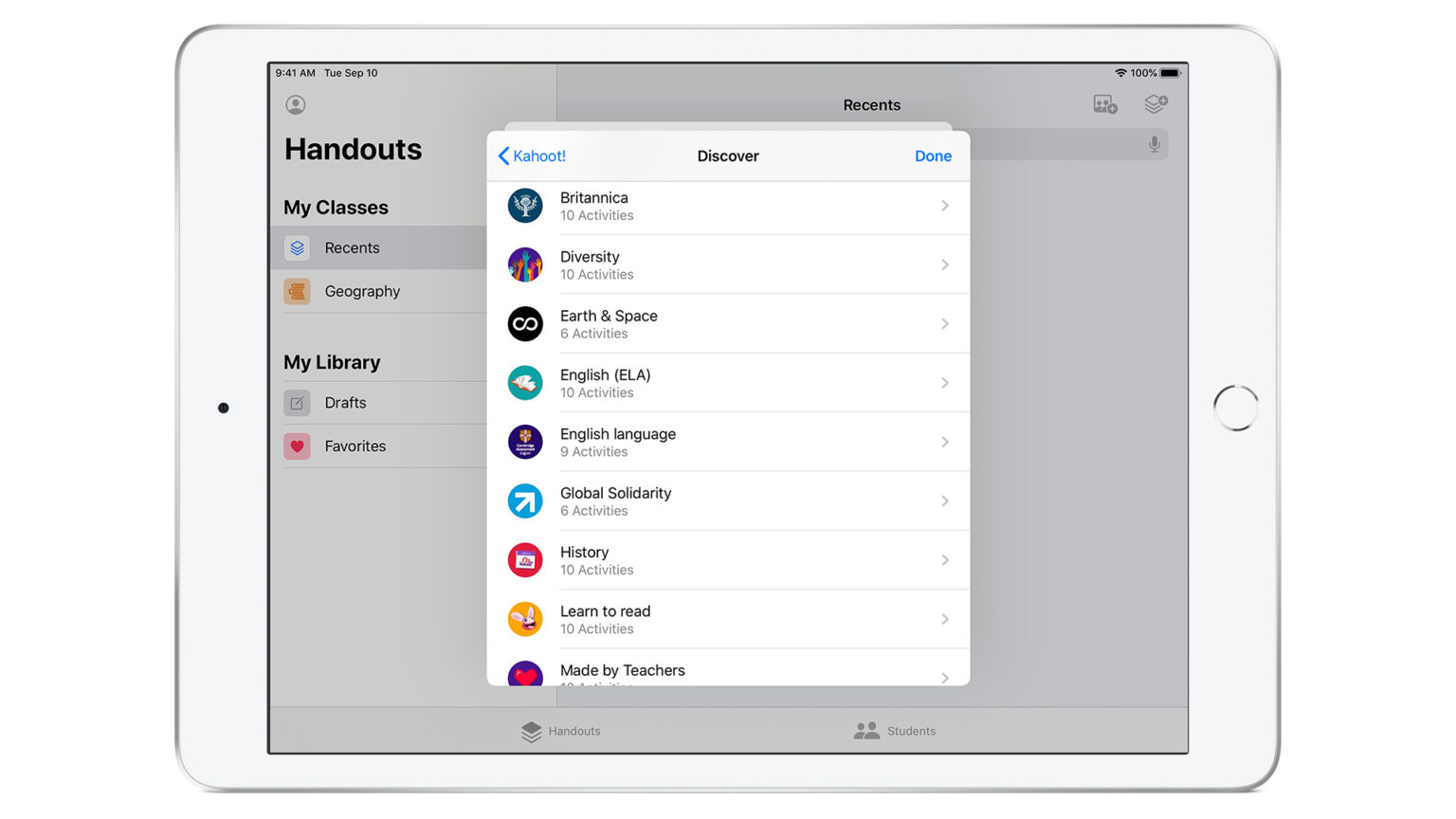 Kahoot! updates support for Apple Schoolwork app