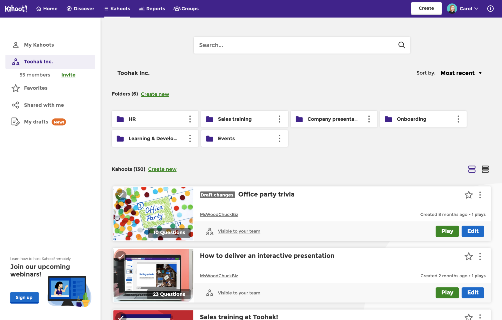 Improve teamwork with Kahoot!