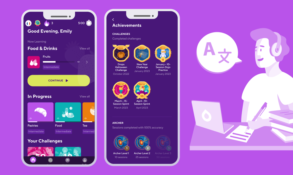 Drops - Learn a new language in 5 minutes per day!