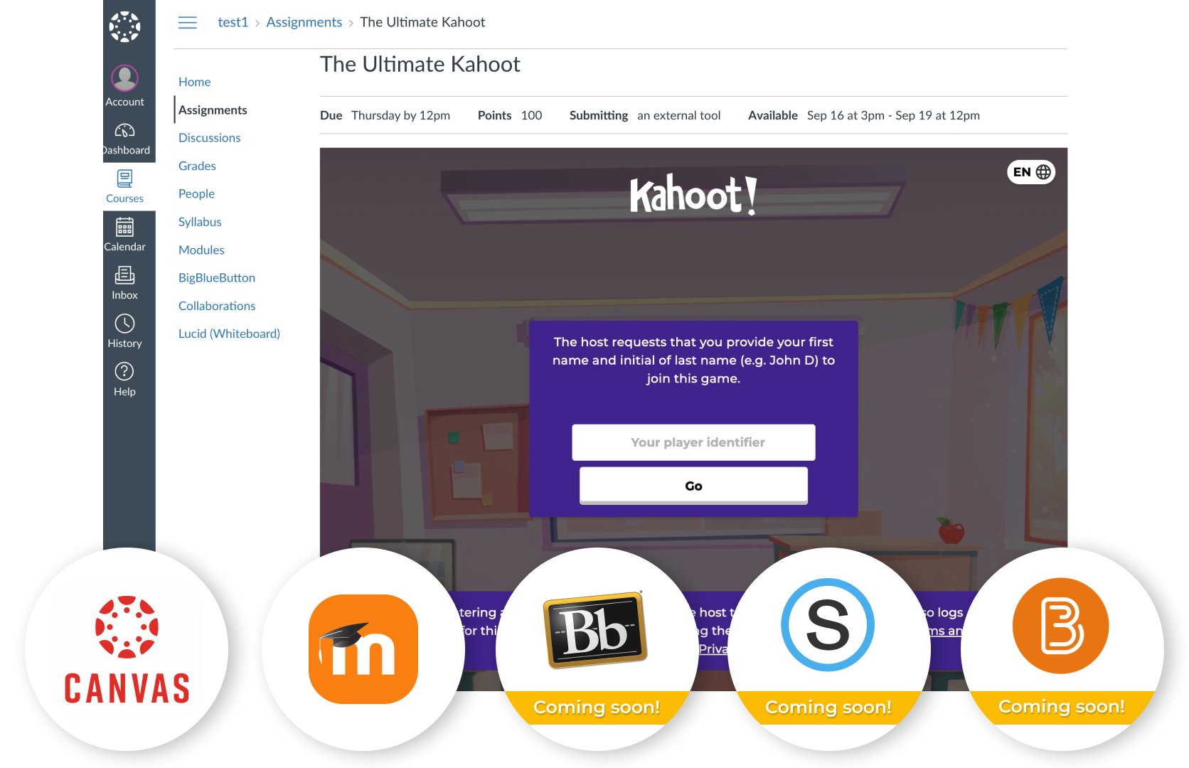 Integrate Kahoot! with leading pedagogical tools